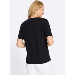 Classic Basics Damen Rundhalsshirt "Rundhals-Shirt"schwarz, braun, bedruckt, Gr. 38, unifarben, 100% Baumwolle, Shirts
