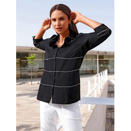 Inspirationen Damen Hemdbluse, schwarz, Gr. 36, unifarben, 50% Baumwolle, 50% Polyester, Blusen