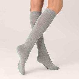 Kunert M&auml;dchen Kniestr&uuml;mpfe "Kniestrumpf Wool Care", Gr. 35, grau, Obermaterial: 98% Schurwolle WV. 2% Elasthan EL., Socken