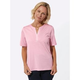 Rundhalsshirt "Kurzarm-Shirt", Damen, Gr. 54, ros&eacute;, 64% Baumwolle, 36% Polyester, unifarben, Rundhals, Shirts Rundhalsshirt