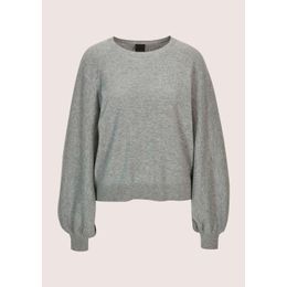 Madeleine Mode MADELEINE Damen Longpullover "Strickpullover Stilvoller Wollpullover mit Ballon&auml;rmeln", grau, Gr. 40, Obermaterial: 90% Schurwolle WV. 10% Kaschmir