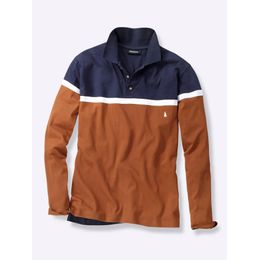 Catamaran Herren Langarmshirt "Langarm-Poloshirt", braun, Gr. 52, gemustert, gestreift, mehrfarbig, 100% Baumwolle, Shirts