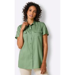 Damen Hemdbluse, gr&uuml;n, Gr. 36, CREATION L PREMIUM, unifarben, 100% Lyocell, Blusen