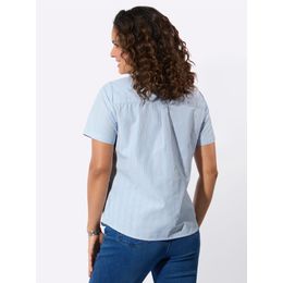 Casual Looks Damen Hemdbluse, blau, Gr. 46, gemustert, gestreift, 50% Baumwolle, 50% Polyester, Blusen