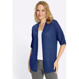 Classic Basics Damen Ajourstrickjacke, blau, Gr. 38, unifarben, 100% Polyacryl, Strickjacken