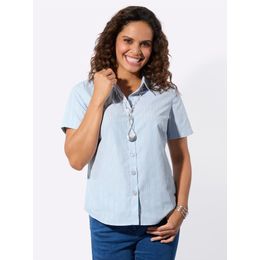 Casual Looks Damen Hemdbluse, blau, Gr. 40, gemustert, gestreift, 50% Baumwolle, 50% Polyester, Blusen