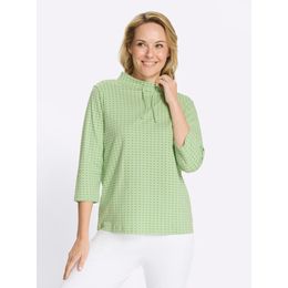 3/4-Arm-Shirt Classic Basics "Sweatshirt", Damen, Gr. 54, reseda, 100% Baumwolle, gemustert, mehrfarbig, Shirts 3/4-Arm-Shirt