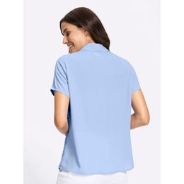 Inspirationen Damen Hemdbluse, blau, Gr. 50, unifarben, 100% Polyester, Blusen