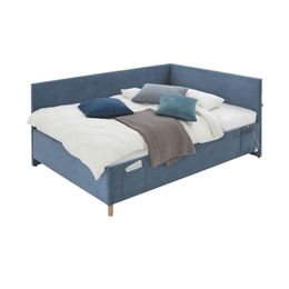 Höffner Polsterbett in Cord Cool ¦ blau ¦ Maße (cm): B: 150 H: 90 » Höffner