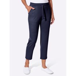 Jerseyhose Casual Looks, Damen, Gr. 36, Normalgr&ouml;&szlig;en, blau (marine), 76% Polyester, 20% Viskose, 4% Elasthan, unifarben, Hosen Jerseyhose