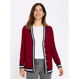 Classic Basics Damen Strickjacke, rot, Gr. 56, gemustert, mehrfarbig, 100% Polyacryl, Strickjacken