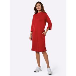 Inspirationen Damen Jerseykleid "Jersey-Kleid", rot, Gr. 42, unifarben, Jersey, 50% Modal, 44% Polyester, 6% Elasthan, Kleider