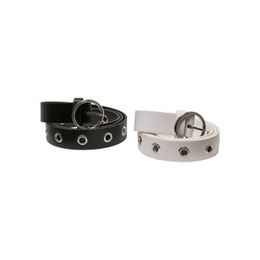 H&uuml;ftg&uuml;rtel Urban Classics "Urban Classics Unisex Synthetic Leather Eyelet Belt 2-Pack", Damen, Gr. L/XL, schwarz, wei&szlig;, 100% Polyester, G&uuml;rtel H&uuml;ftg&uuml;rtel