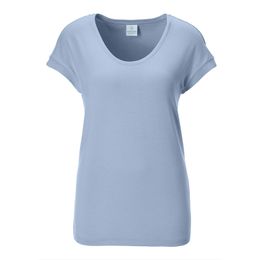 Madeleine Mode MADELEINE Damen Kurzarmshirt "Jerseybluse Elegantes Viskose-Oberteil", blau, Gr. 46, Obermaterial: 95% Viskose CV. 5% Elasthan EL., Shirts
