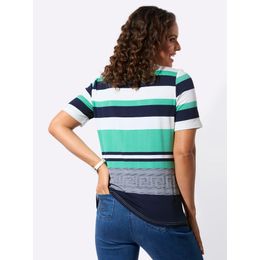 Casual Looks Damen Kurzarmshirt "Kurzarm-Shirt", bunt, Gr. 48, gemustert, gestreift, mehrfarbig, 95% Viskose, 5% Elasthan, Shirts