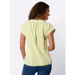 Inspirationen Damen Kurzarmshirt "Kurzarm-Shirt", gelb, Gr. 40, gemustert, mehrfarbig, 95% Baumwolle, 5% Elasthan, Shirts