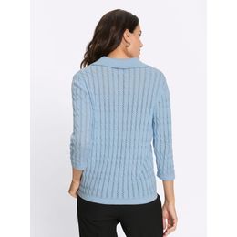 Inspirationen Damen Polokragenpullover "Polopullover", blau, Gr. 36, unifarben, 100% Baumwolle, Pullover