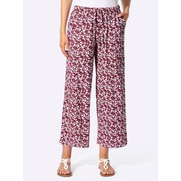 Culotte Classic Basics, Damen, Gr. 40, Normalgr&ouml;&szlig;en, dunkelrot, wei&szlig;, bedruckt, 100% Baumwolle, gebl&uuml;mt, gemustert, mehrfarbig, 7/8-L&auml;nge, Hosen Culotte