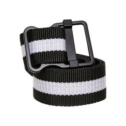 Urban Classics Damen H&uuml;ftg&uuml;rtel "Urban Classics Unisex Easy Belt with Stripes"schwarz, wei&szlig;, Gr. S, 100% Polyester, G&uuml;rtel