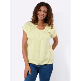 Inspirationen Damen Kurzarmshirt "Kurzarm-Shirt", gelb, Gr. 38, gemustert, mehrfarbig, 95% Baumwolle, 5% Elasthan, Shirts