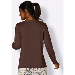 w&auml;schepur W&Auml;SCHEPUR Damen Pyjamaoberteil "Schlafanzug-Shirt", Gr. 36, braun, 50% Baumwolle, 50% Modal, unifarben, Shirts