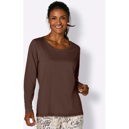 w&auml;schepur W&Auml;SCHEPUR Damen Pyjamaoberteil "Schlafanzug-Shirt", Gr. 48, braun, 50% Baumwolle, 50% Modal, unifarben, Shirts