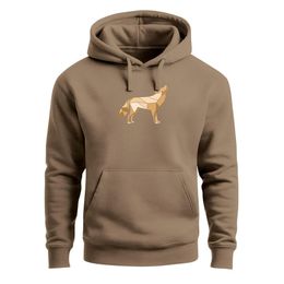 Neverless Sweatshirt 'Polygon Wolf Gelb' Herren Gr&ouml;&szlig;e L braun