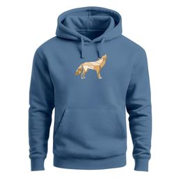 Neverless Sweatshirt 'Polygon Wolf Gelb' Herren Gr&ouml;&szlig;e L blau