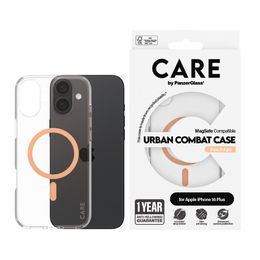 CARE BY PANZERGLASS Handyh&uuml;lle "Urban Combat Case f&uuml;r Apple iPhone 16 Plus", orange (orange, transparent), iPhone 16, H&uuml;llen, Backcover, Schutzh&uuml;lle, Handyschutzh&uuml;lle, Case, Schutzcase, sto&szlig;fest