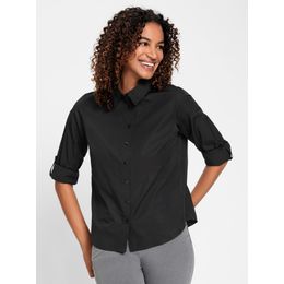 Hemdbluse Casual Looks, Damen, Gr. 40, schwarz, 50% Baumwolle, 50% Polyester, unifarben, Blusen Hemdbluse