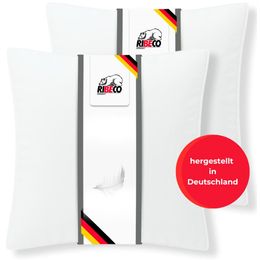 Federkissen Ribeco "Johanna Kopfkissen 1-tlg. oder 2-tlg.: 40x80 cm, 80x80 cm erh&auml;ltlich", wei&szlig;, B:80cm L:80cm, Bezug: 100% Baumwolle. Kopfkissen F&uuml;llung: 90% Entenfeder, 10% Entendaune, Kopfkissen, Kissen mit DOWNPASS zertifiziert und Made in Germany