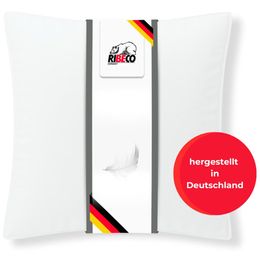 Federkissen Ribeco "Johanna Kopfkissen 1-tlg. oder 2-tlg.: 40x80 cm, 80x80 cm erh&auml;ltlich", wei&szlig;, B:80cm L:80cm, Bezug: 100% Baumwolle. F&uuml;llung: 90% Entenfeder, 10% Entendaune, Kopfkissen, Kissen mit DOWNPASS zertifiziert und Made in Germany