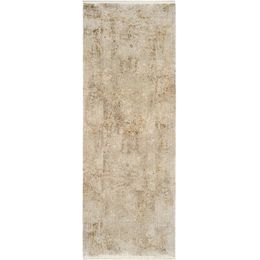 L&auml;ufer OCI DIE TEPPICHMARKE "BESTSELLER CAVA", beige (beige, goldfarben), B:80cm H:8mm L:200cm, Viskose, Teppiche, L&auml;ufer, Glanz Viskose, mit Fransen, Wohnzimmer