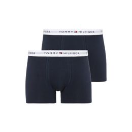 Trunk "2PK TRUNK", Jungen, Gr. 128/134, 2 Stk., schwarz (desert sky, desert sky), Jersey, Obermaterial: 95% Baumwolle, 5% Elasthan, Tommy Hilfiger Underwear, unifarben, k&ouml;rpernah, Unterhosen, mit Logo-Stretchbund