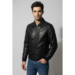 Lederjacke Mauritius "MMCrovig", Damen, Gr. L (52), schwarz, Obermaterial: 100% Schafsleder. B&uuml;ndchen: 84% Baumwolle, 14% Polyester, 2% Elasthan. Futter: 100% Baumwolle. &Auml;rmelfutter: 100% Polyester, unifarben, regular fit normal, Rippb&uuml;ndchen, Jacken