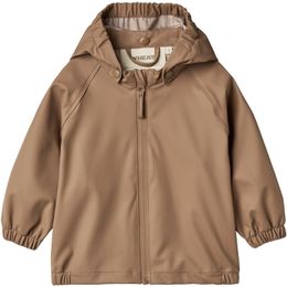 Regenjacke Wheat "Chardy", M&auml;dchen, Gr. 92, braun (hazel), Web, Obermaterial: 100% Polyester, unifarben, regular fit Po-bedeckend, Raglan&auml;rmel elastischer Bund, Jacken Regenjacke, mit abnehmbarer Kapuze und teilweise verschwei&szlig;ten N&auml;hten