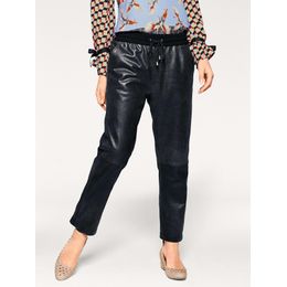 Lederhose Heine, Damen, Gr. 38, Normalgr&ouml;&szlig;en, schwarz, 100% Lammnappaleder, Bund:30% Polyester, 5% Elasthan, 65% Viskose, unifarben, 7/8-L&auml;nge, Hosen