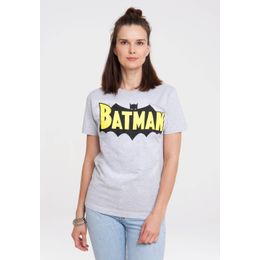 T-Shirt logoshirt "Batman Wings", Damen, Gr. L, grau (grau, meliert), 100% Baumwolle, bedruckt, normal, Rundhals, Shirts T-Shirt, mit trendigem Superhelden-Print