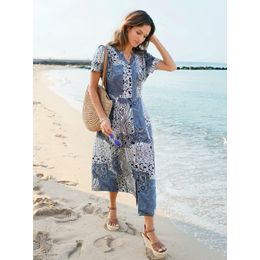 Inspirationen Damen Sommerkleid "Sommerkleid"ecru, bleu, bedruckt, Gr. 25, bedruckt, gemustert, mehrfarbig, 100% Viskose, Kleider