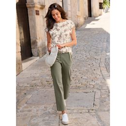 Kurzarmshirt Inspirationen "Kurzarm-Shirt", Damen, Gr. 40, champagner, hortensie, bedruckt, 95% Baumwolle, 5% Elasthan, gebl&uuml;mt, gemustert, mehrfarbig, U-Boot-Ausschnitt, Shirts