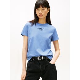 Kurzarmshirt Tommy Jeans "TJW REG ESSENTIAL LOGO 2 TEE EXT", Damen, Gr. XXL (44), light horizon blau, Single Jersey, Obermaterial: 100% Baumwolle, bedruckt, regular fit, Rundhals, Shirts