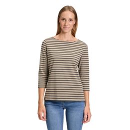 3/4-Arm-Shirt Betty Barclay "Damen mit U-Boot-Ausschnitt", Damen, Gr. 36, gr&uuml;n (khaki, schwarz), Jersey, Obermaterial: 95% Baumwolle, 5% Elasthan, tailliert normal, U-Boot-Ausschnitt, Shirts 3/4-Arm-Shirt