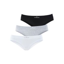 Bikinislip Copenhagen Studios "mit Logodruck am Bund", Damen, Gr. L (40), schwarz-wei&szlig; (schwarz, wei&szlig;, grau meliert), Single Jersey, Obermaterial: 95% Baumwolle, 5% Elasthan (LYCRA), unifarben, k&ouml;rpernah, Unterhosen, aus softer Bio-Baumwollqualit&auml;t