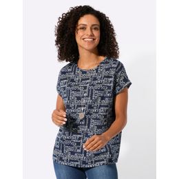 Print-Shirt Casual Looks "Druck-Shirt", Damen, Gr. 44, marine, ecru, bedruckt, 100% Baumwolle, gemustert, mehrfarbig, Rundhals, Shirts