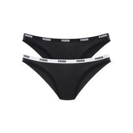 Bikinislip Puma "Iconic", Damen, Gr. L, schwarz (schwarz, schwarz), Obermaterial: 57% Baumwolle, 38% Modal, 5% Elasthan, bedruckt, unifarben mit Farbeinsatz, bequem, Unterhosen, mit schmalem Logo-Webb&uuml;ndchen