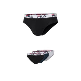 Slip Fila "MAN BRIEF", Herren, Gr. L, schwarz (schwarz navy grau), Jersey, Obermaterial: 95% Baumwolle, 5% Elasthan. Obermaterial 2: 67% Baumwolle, 28% Polyester, 5% Elasthan, unifarben, körpernah, Unterhosen Slip, mit elastischem Logobund