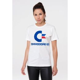 T-Shirt logoshirt "Commodore", Damen, Gr. M, weiß, 100% Baumwolle, unifarben, normal, Rundhals, Shirts T-Shirt, mit Gaming-Print
