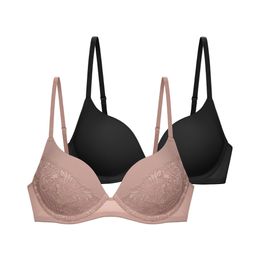Dorina Damen Push-up-BH "NADIA", Gr. 90pink, schwarz, Microtouch, Obermaterial: 65% Polyamid, 26% Polyester, 9% Elasthan, BHs, vorgeformte K&ouml;rbchen,