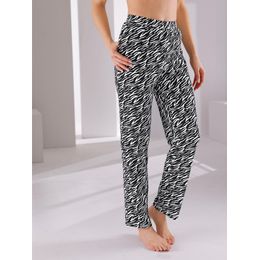 Dehnbund-Hose feel good, Herren, Gr. 22, Normalgr&ouml;&szlig;en, schwarz, wei&szlig;, 100% Baumwolle, bedruckt, gemustert, mehrfarbig, Hosen