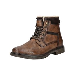 Schn&uuml;rstiefelette Tom Tailor "Tom Tailor Stiefelette Lederimitat", Damen, Gr. 42, braun, Lederimitat, Schuhe Schn&uuml;rstiefelette